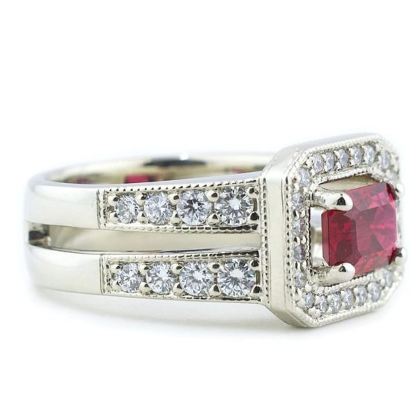 Split Band Ruby Engagement Ring