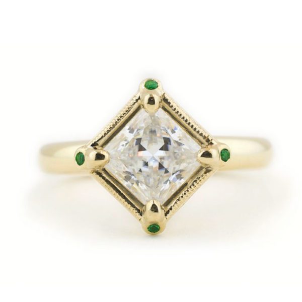 Kite Set Princess Cut Engagement Ring | Custom Engagement Rings