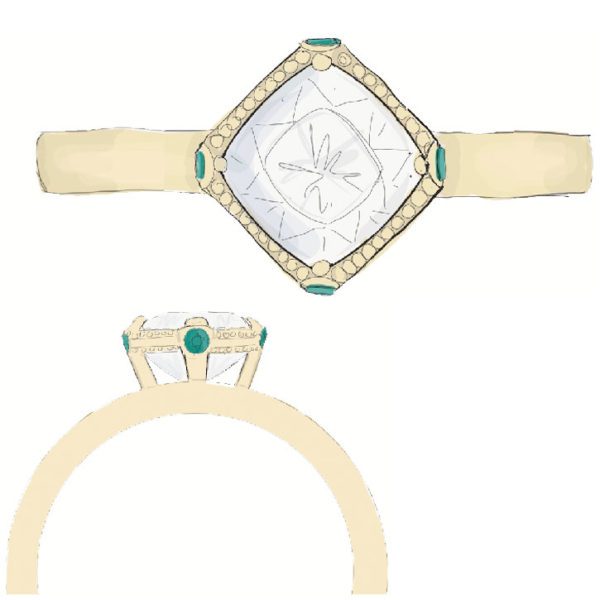 Kite Set Princess Cut Engagement Ring | Custom Engagement Rings