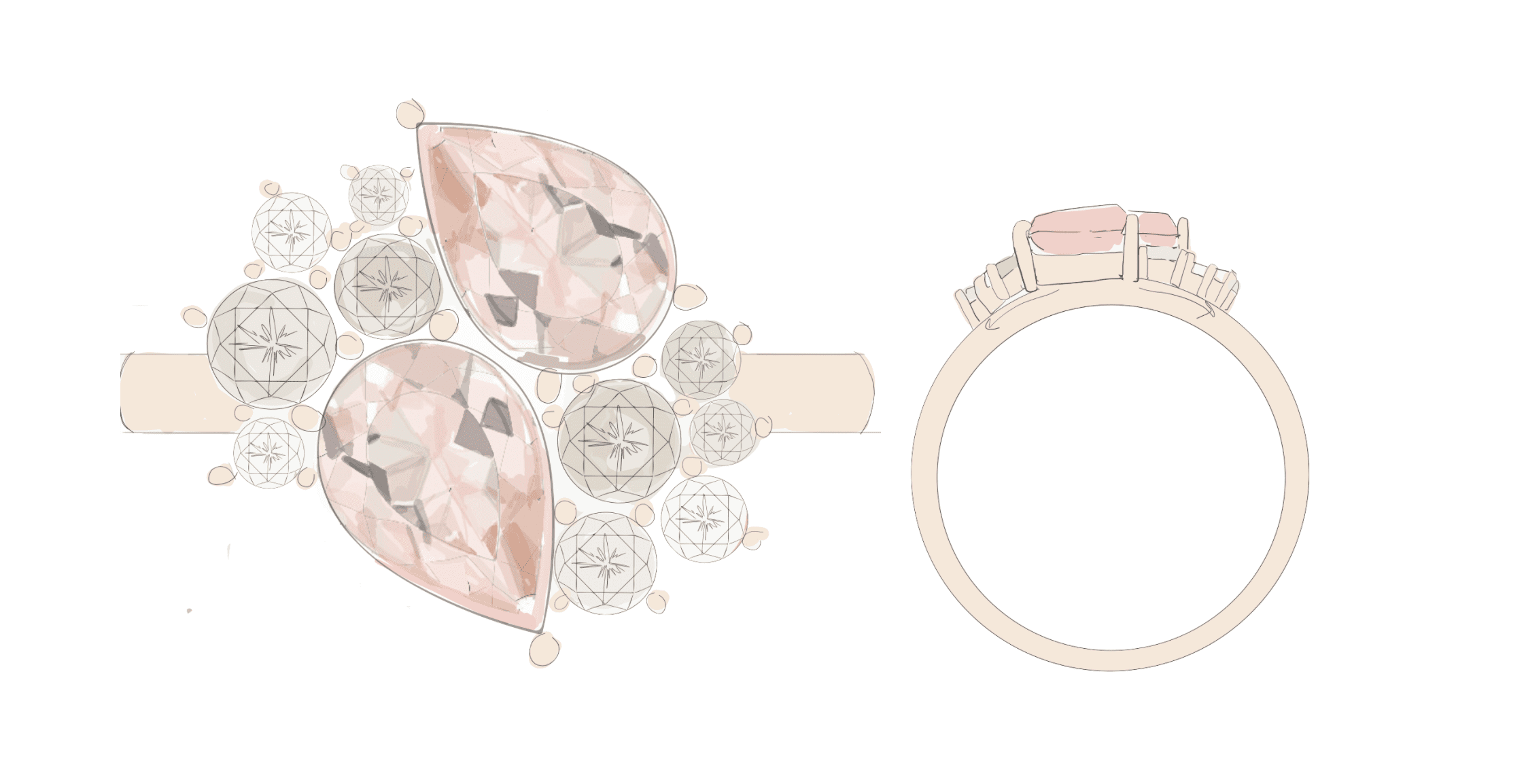 Pink Morganite Cluster Ring | Custom Engagement Rings