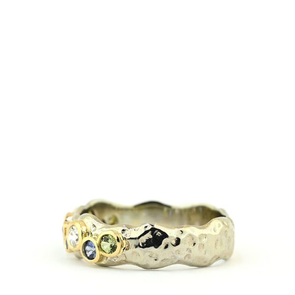 Organic Wavy Band with Gemstones | Custom Wedding Rings