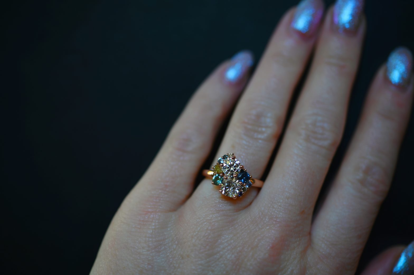 Vertical Cluster Ring | Custom Engagement Ring