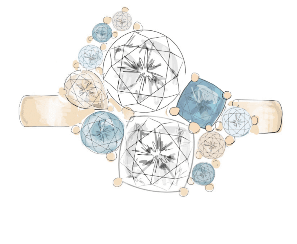 Vertical Cluster Ring | Custom Engagement Ring