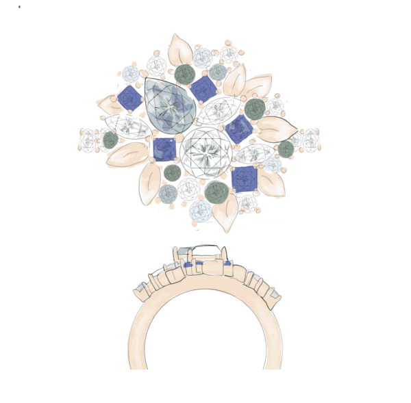 Nature Inspired Cluster Ring | Custom Engagement Rings