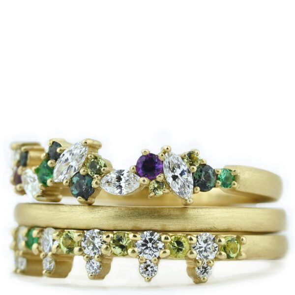 Unique Gemstone Wedding Band Stack | Custom Wedding Bands