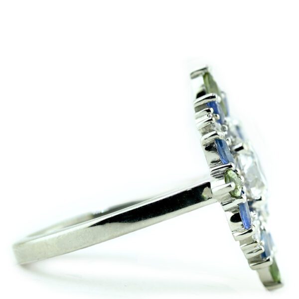 Sapphire and Diamond Opulent Floral Ring | Custom Engagement Ring