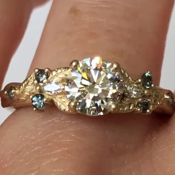 Forest Inspired Diamond Engagement Ring | Custom Engagement Ring