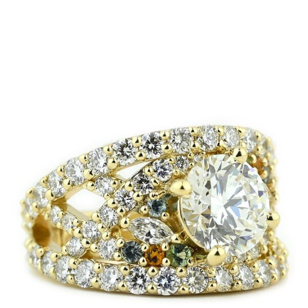 Statement Diamond Ring with Color | Custom Engagement Ring