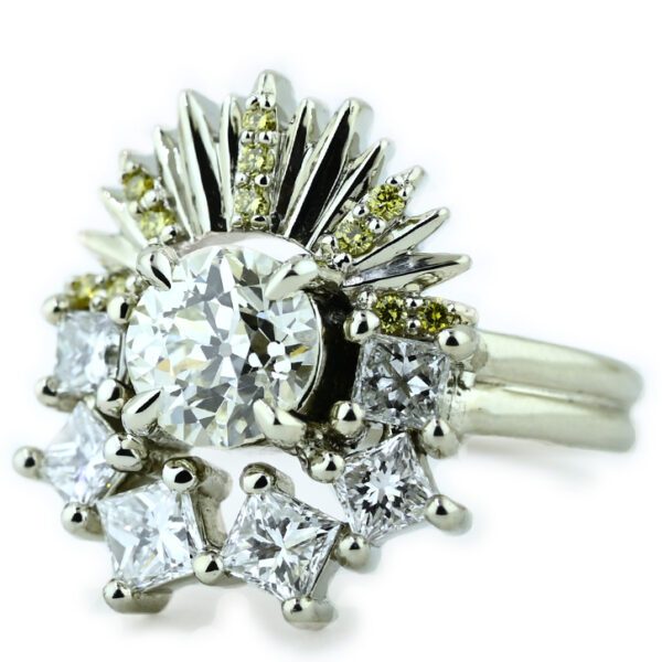 Repurposed Family Diamond Sunbeam Ring | Custom Engagement Ring